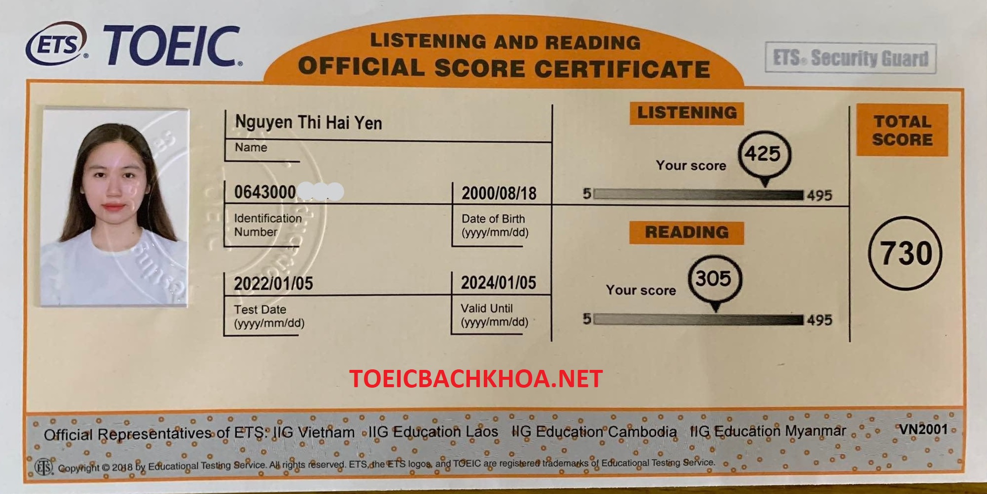 Chúc mừng Học viên Nguyễn Thị Hải Yến đạt TOEIC 730 | toeicbachkhoa.com
